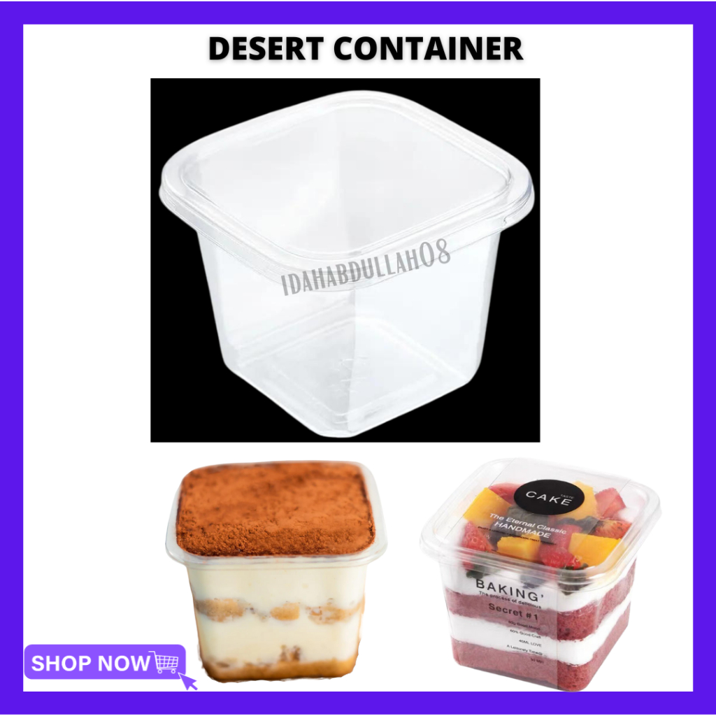 (50pcs) Mini Tiramisu Transparent Rectangular Dessert Cup Plastic With ...