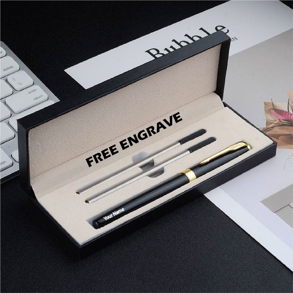 Free CUSTOM ENGRAVE Free 2REFILL Free BOX Office Metal Sign Pen 0.5 mm ...