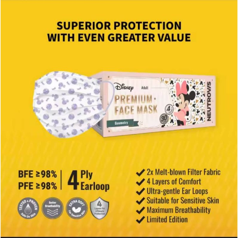 Neutrovis DISNEY 4 Ply Premium Medical Face Mask 30s - Snowy | Shopee ...