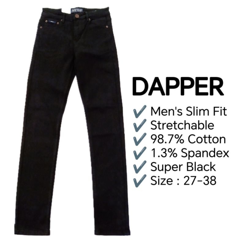 🔥New Arrival 🔥 Dapper Men's Super Black Slim Fit Jeans | Shopee Malaysia