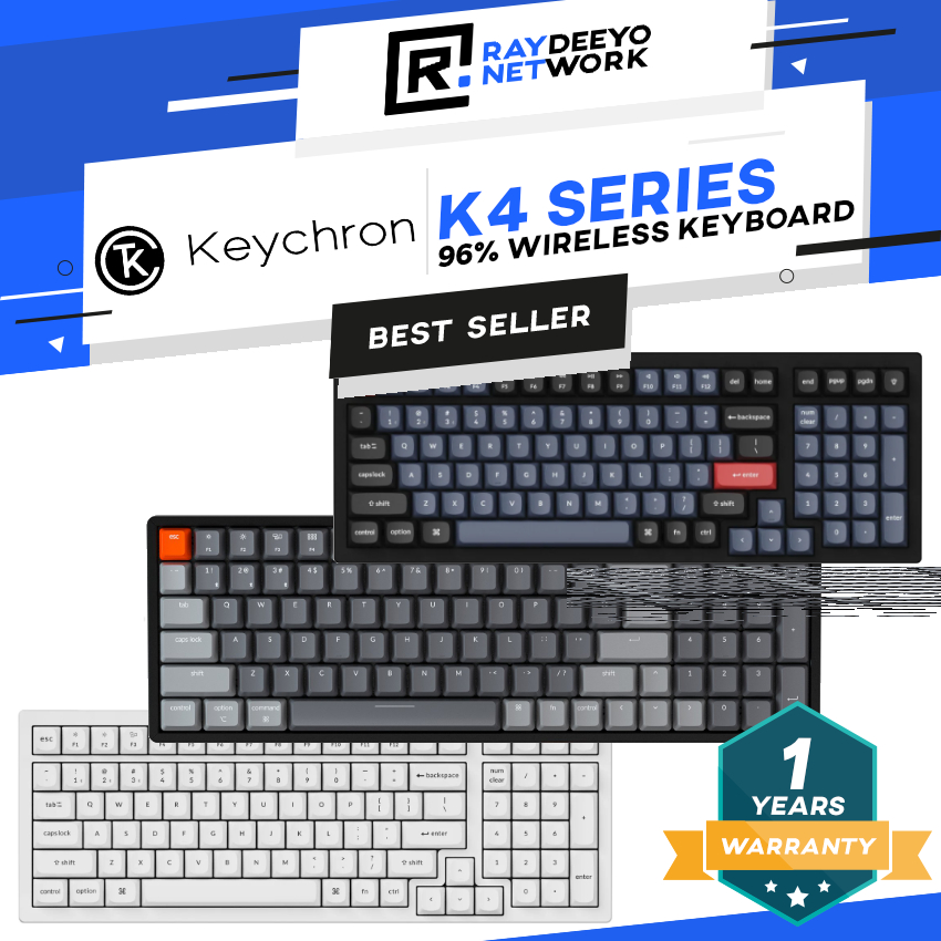 Keychron K4 V2 / K4 PRO RGB Wireless Mechanical Keyboard (Black/White ...