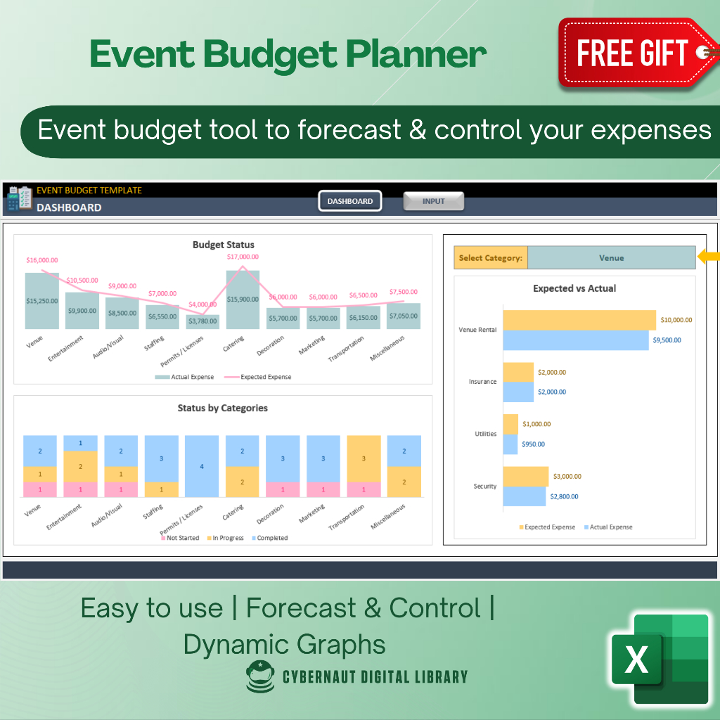 Excel Template - Event Planning Budget Tracker (Free 12-in-1 Bundle ...
