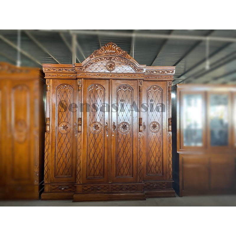 ALAMARI BAJU KAYU JATI /Wardrobe teak wood 2 Doors /3 Doors /Almari ...