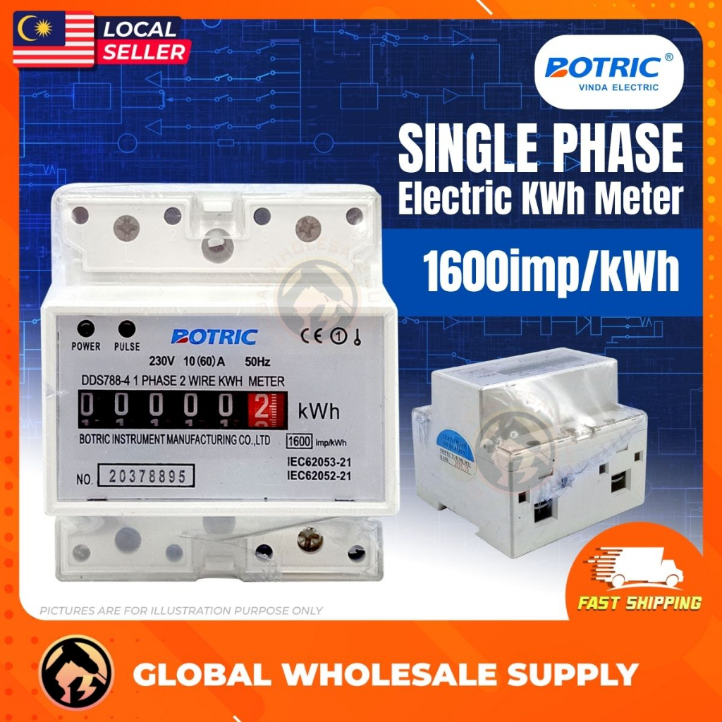 Botric Electric Single Phase Two Wire Ac 60a Energy Kwh Tnb Meter
