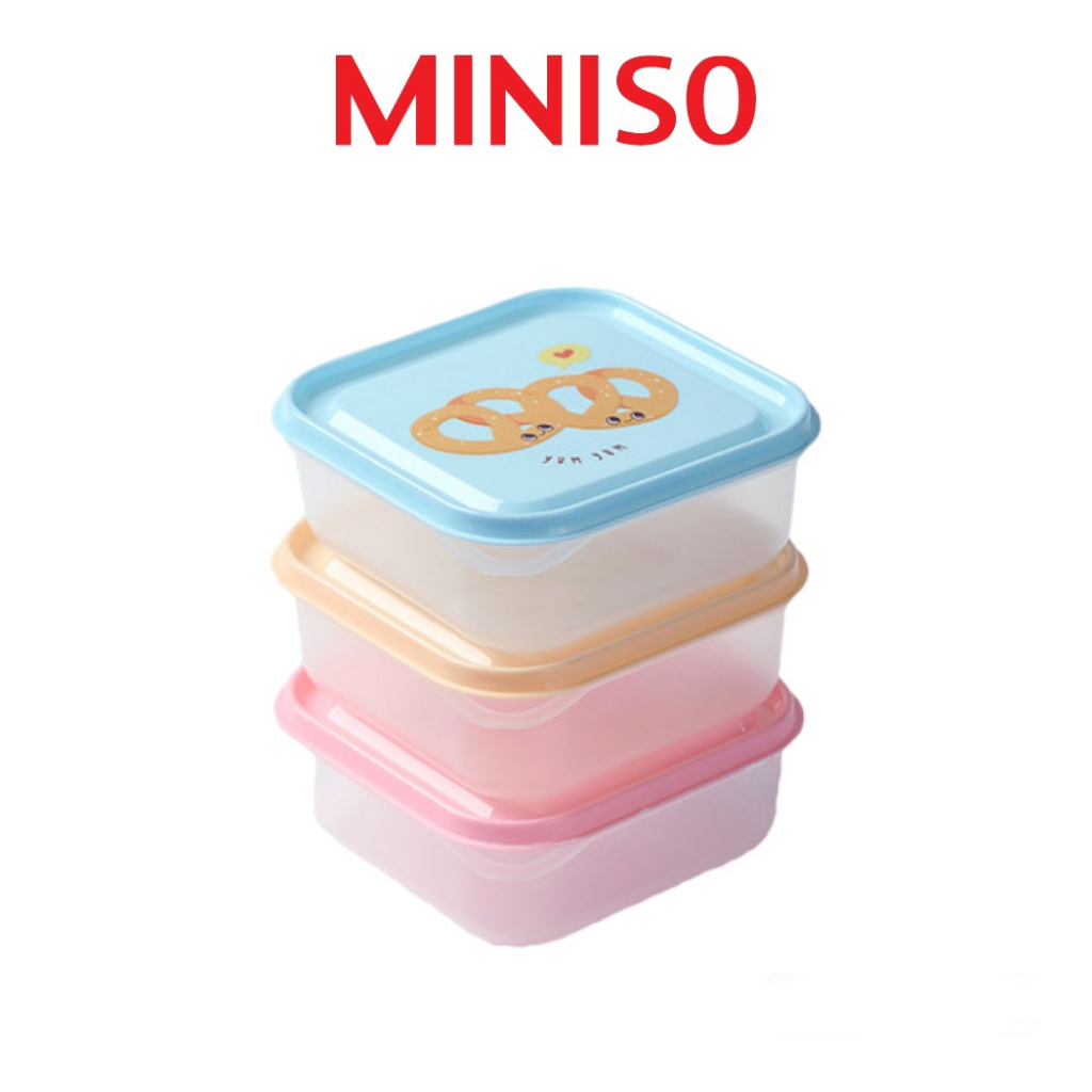 Miniso Happy Foods Collection Food Storage Box (650ml x 3 Pcs) | Shopee ...