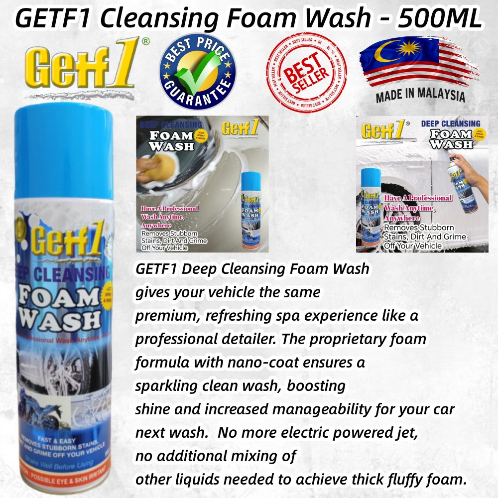 GETF1 Cleansing Foam Wash / Car Cleaner - 500ML | Shopee Malaysia