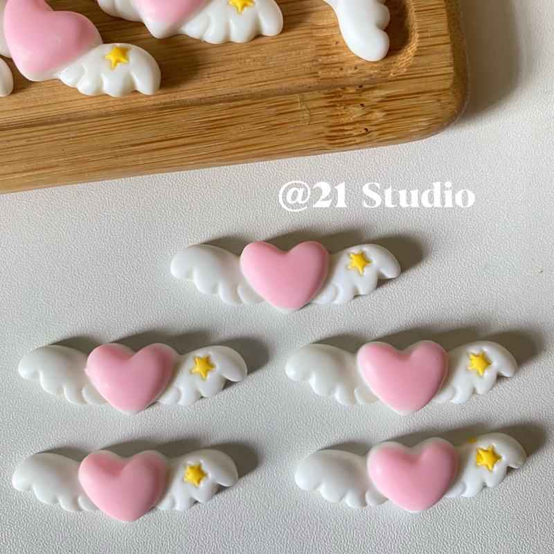 Matte Love Wings Charms DIY Resin Accessories Decorations Cream Glue ...