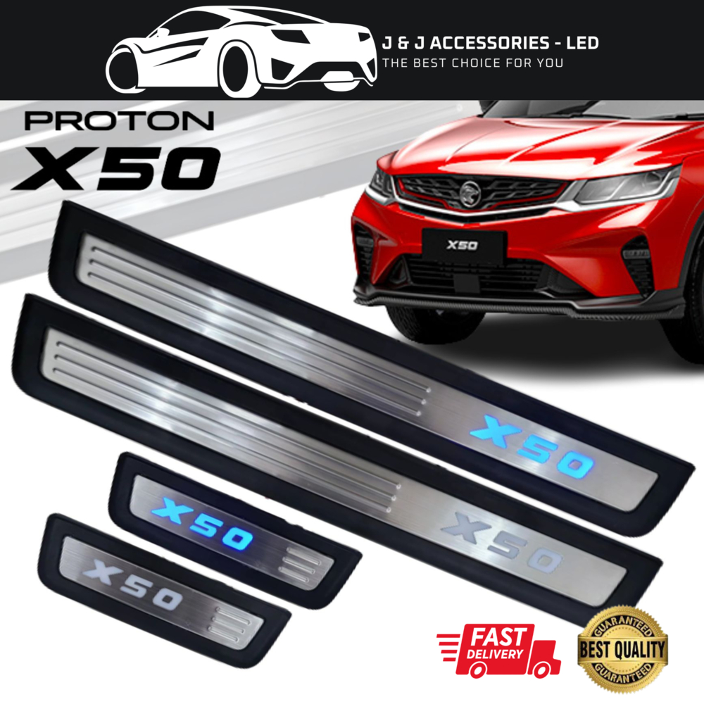 4pcs Proton X50 Side Steel Plate/Door Side Step With Led Blue | Shopee ...