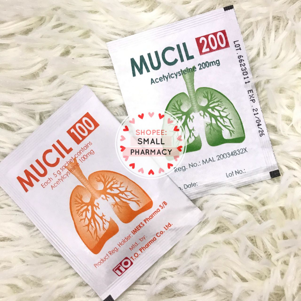 1 sachet of Mucil 100 Acetylcysteine 100mg / 200 Acetylcysteine 200mg ...