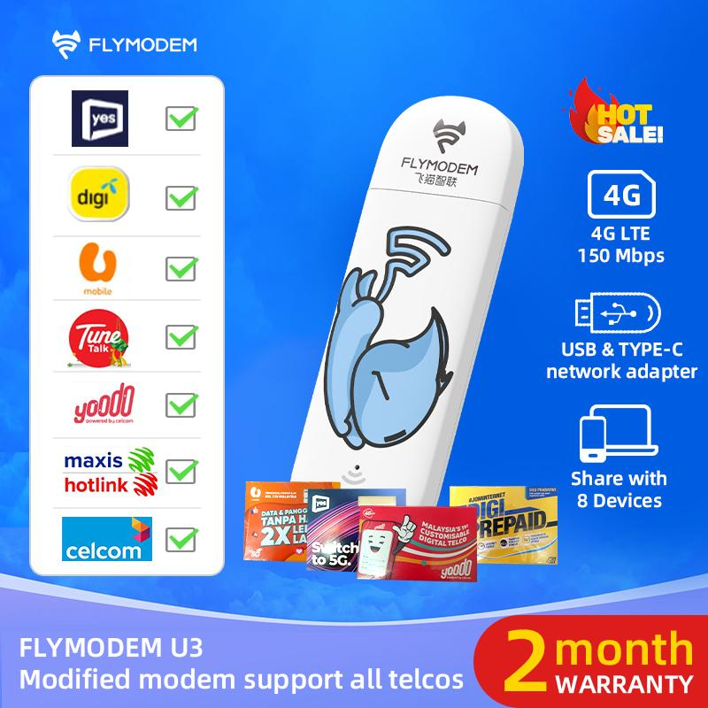 FLYMODEM U3 MODIFIED MODEM USB DONGLE WIFI UNLIMITED NOT EAT HOTSPOT ...