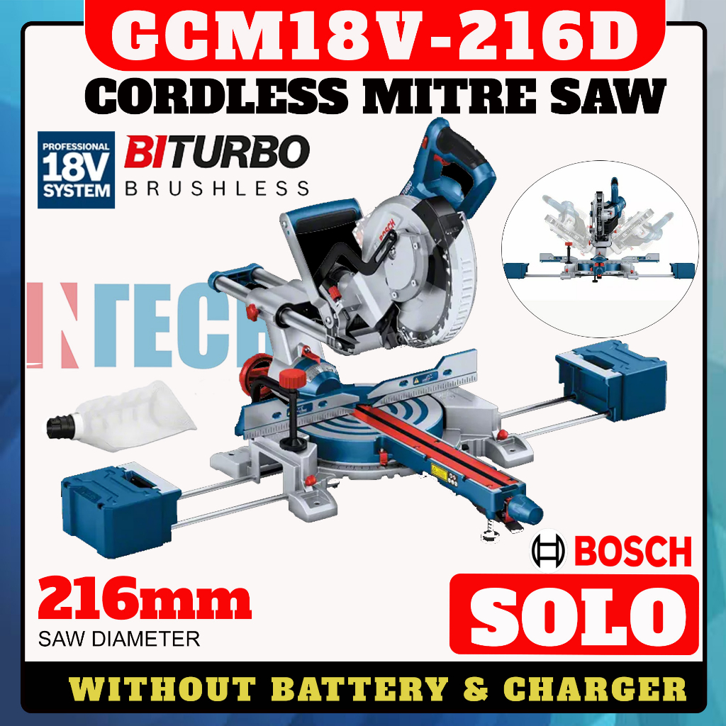 Bosch Gcm18v 216d Solo Professional 18v Cordless Mitre Saw Biturbo