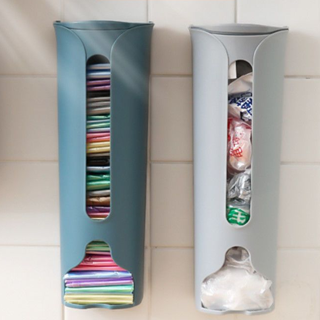 Wall Mounted Plastic Bag Holder Grocery Trash Bag Dispenser Plastic ...