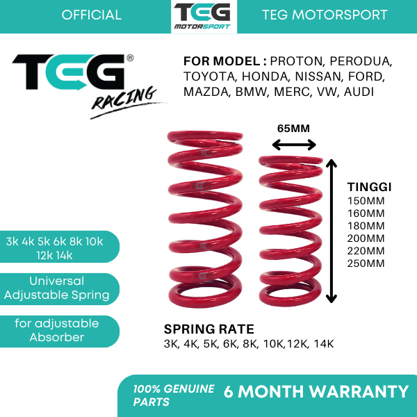 Adjustable Spring For Adjustable Absorber 4K/5K/6K/8K/10K (65mm) (Price ...