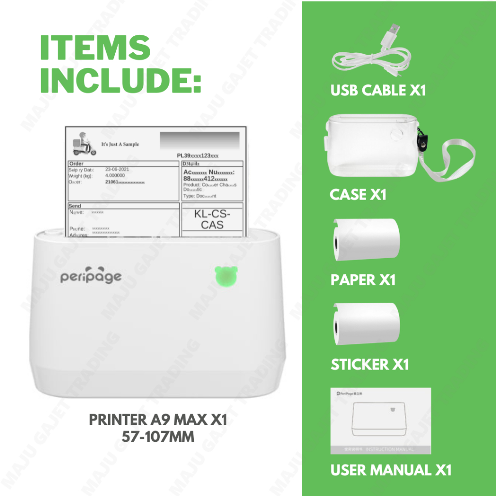 PeriPage Mini Printer Sticker Label AWB Thermal Airway Bill A6 A9 Max Portable Bluetooth ...