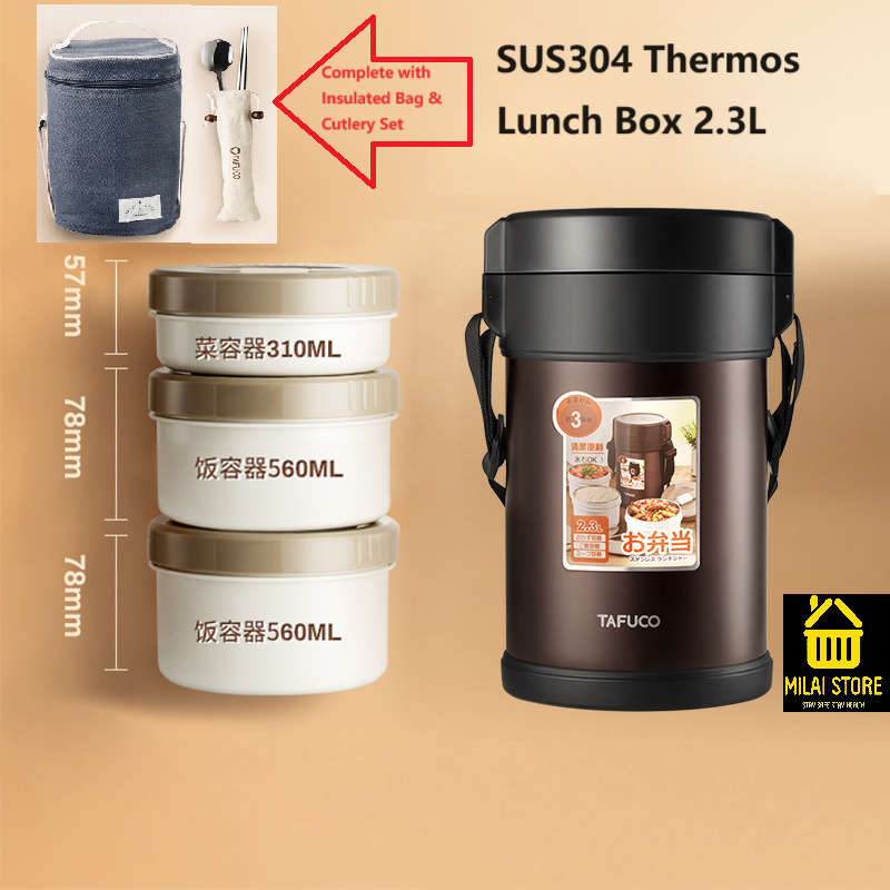 Portable SUS304 Thermos Flask Vacuum Food Container Lunch Box 2300ml ...