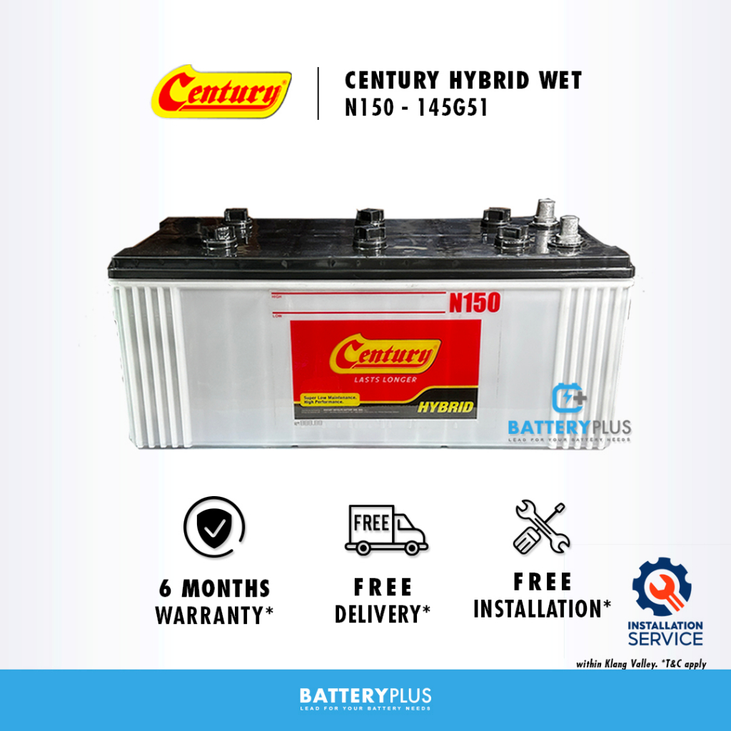 [ Installation Provided ] N150 | 145G51 Century Hybrid (Wet) Lorry Battery | Machinery Battery ...
