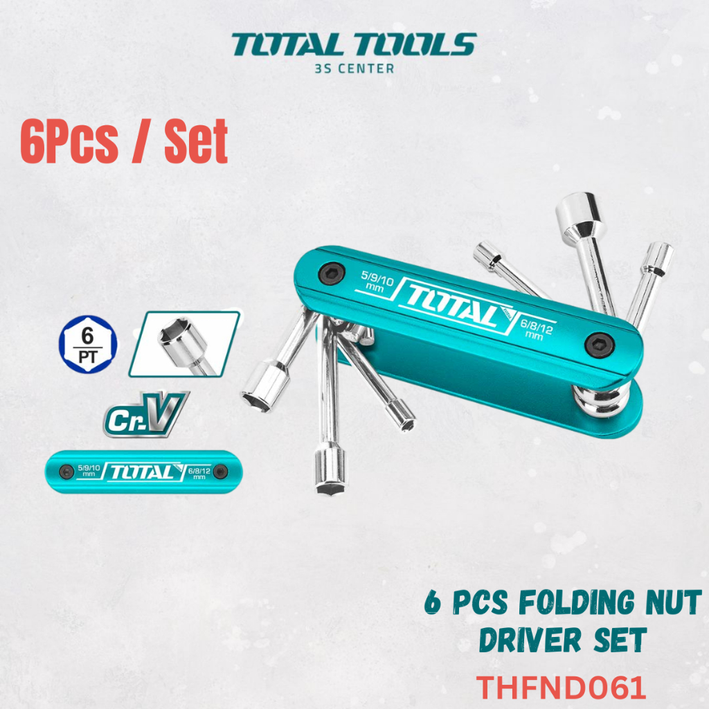 TOTAL 6 in 1 Folding nut driver set 6 合 1 折疊螺帽起子 - THFND061 | Shopee ...