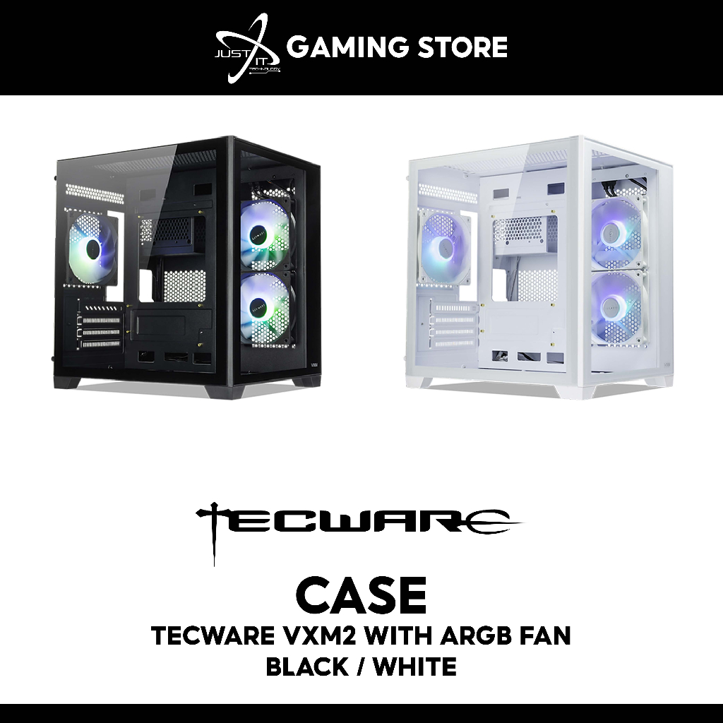 Tecware VXM2 Dual Chamber ARGB MATX Gaming Case - Black / WHITE WITH ...