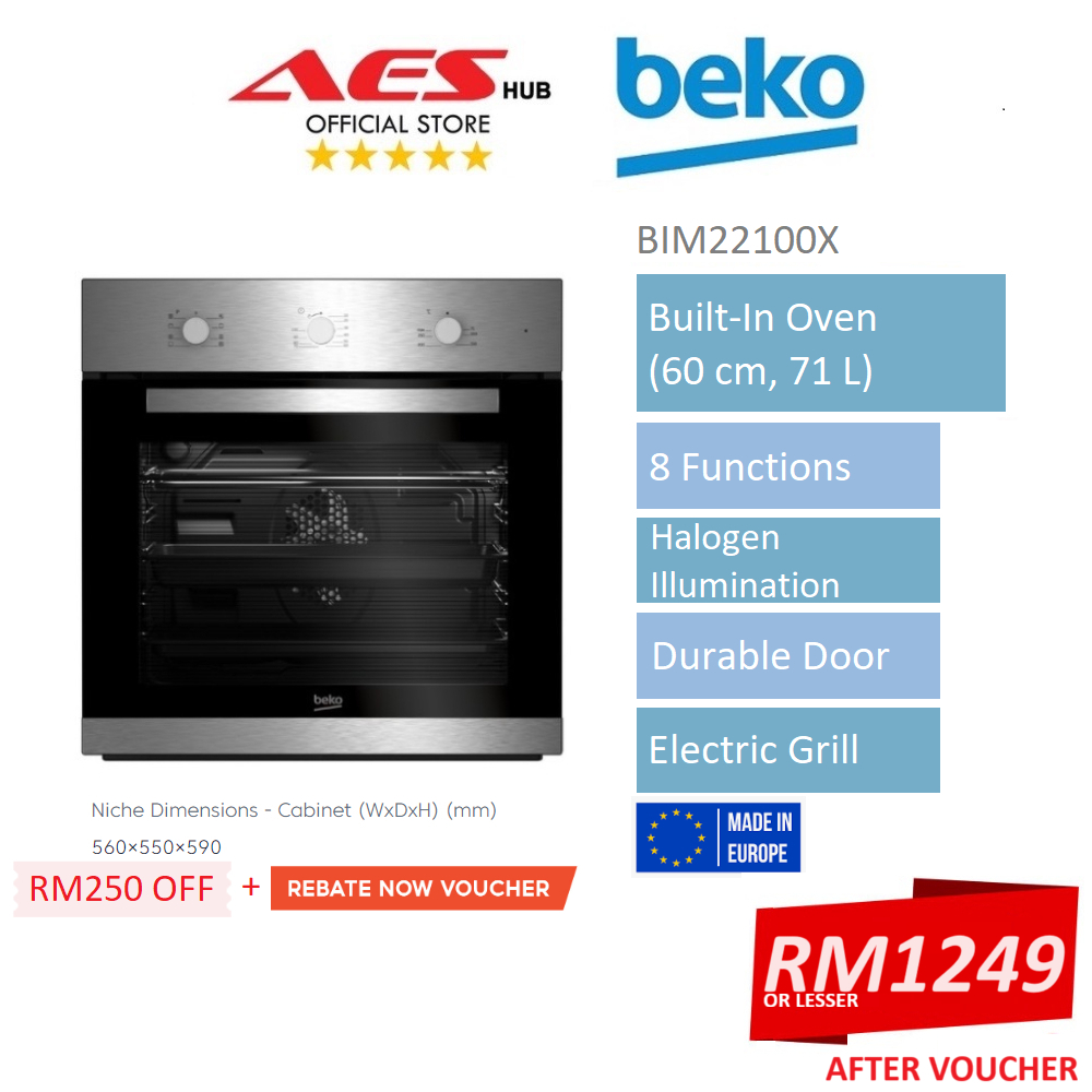 MADE IN EUROPE Beko Built in Oven 71Litres 60CM 8 Cooking Functions ...
