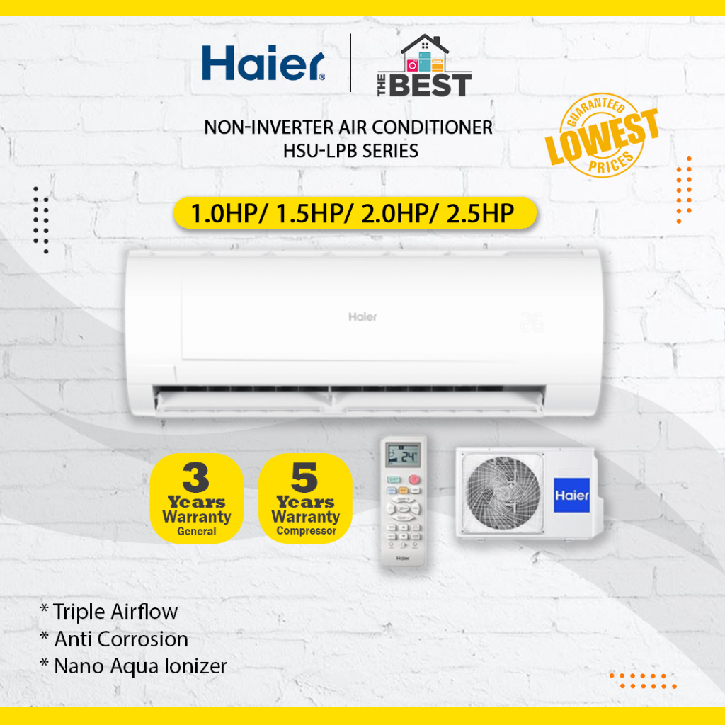 Haier 1.0HP / 1.5HP / 2.0HP Turbo Cool R32 Non-Inverter Air Cond ...