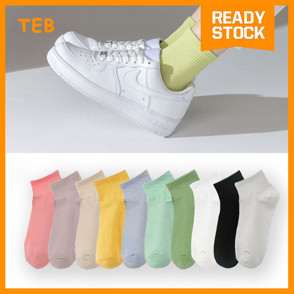 [TEB] 1 Pair Polyester Plain Color Ankle Fashion Comfort Soft Colorful ...