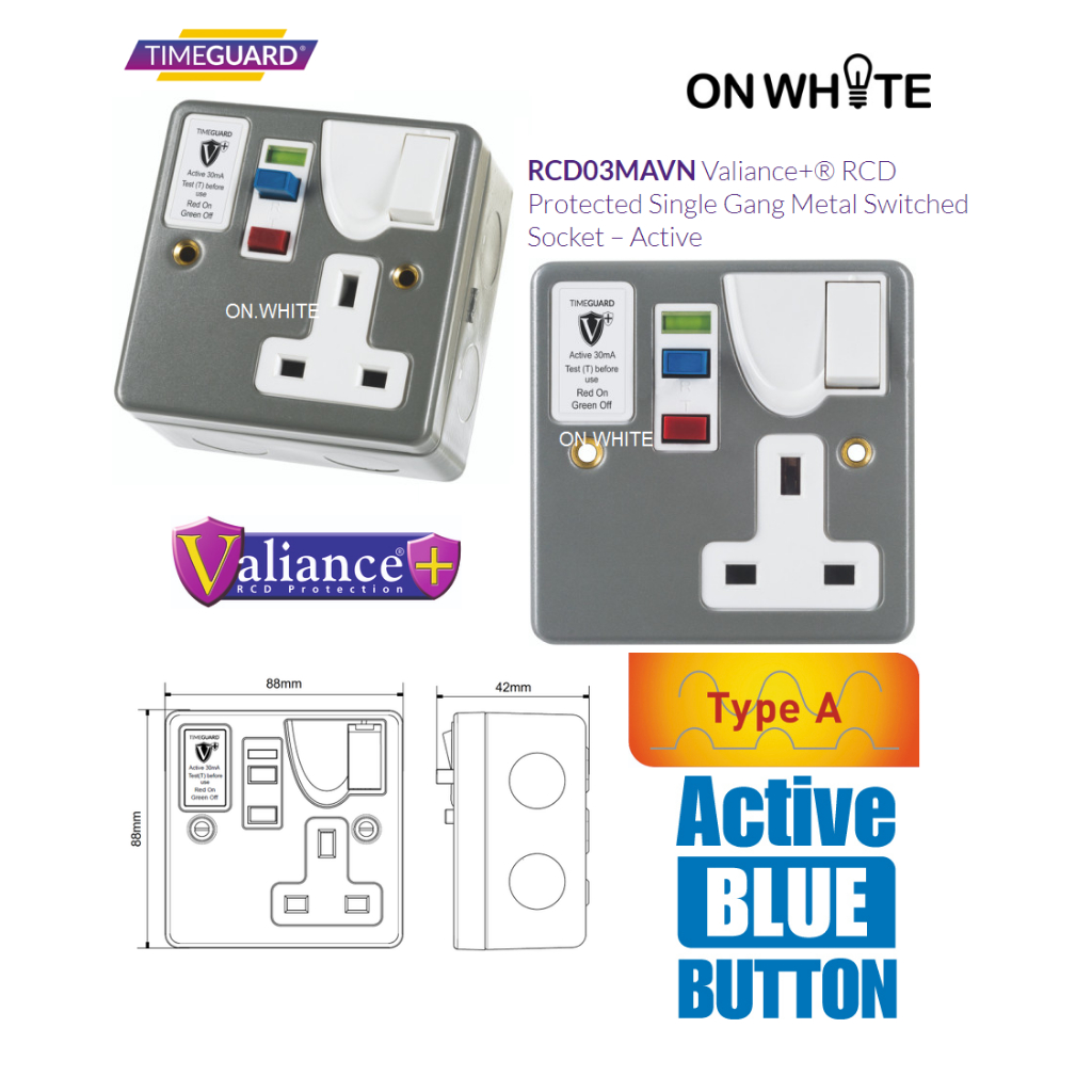 TIMEGUARD Valiance RCD Protection RCD Protected Single /Double Gang ...