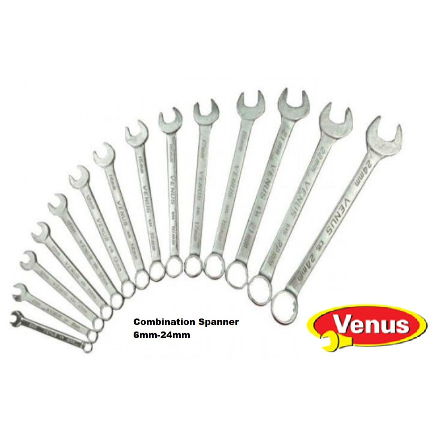 VENUS CRV Spanar Combination Wrench Spanner Set Tools Set Heavy Duty 6 ...