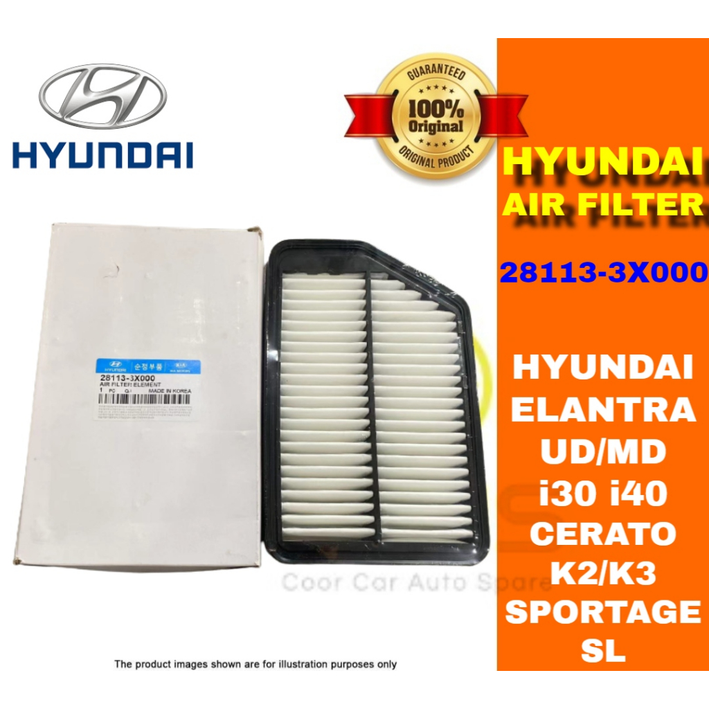 ENGINE AIR FILTER HYUNDAI ELANTRA UD MD I30 I40 KIA SPORTAGE CERATO K2 K3 (28113-3X000) | Shopee ...
