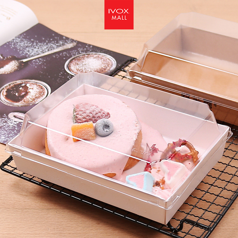 Big Kraft White Paper Rectangular Bakery Cake Donut Box Transparent Lid ...