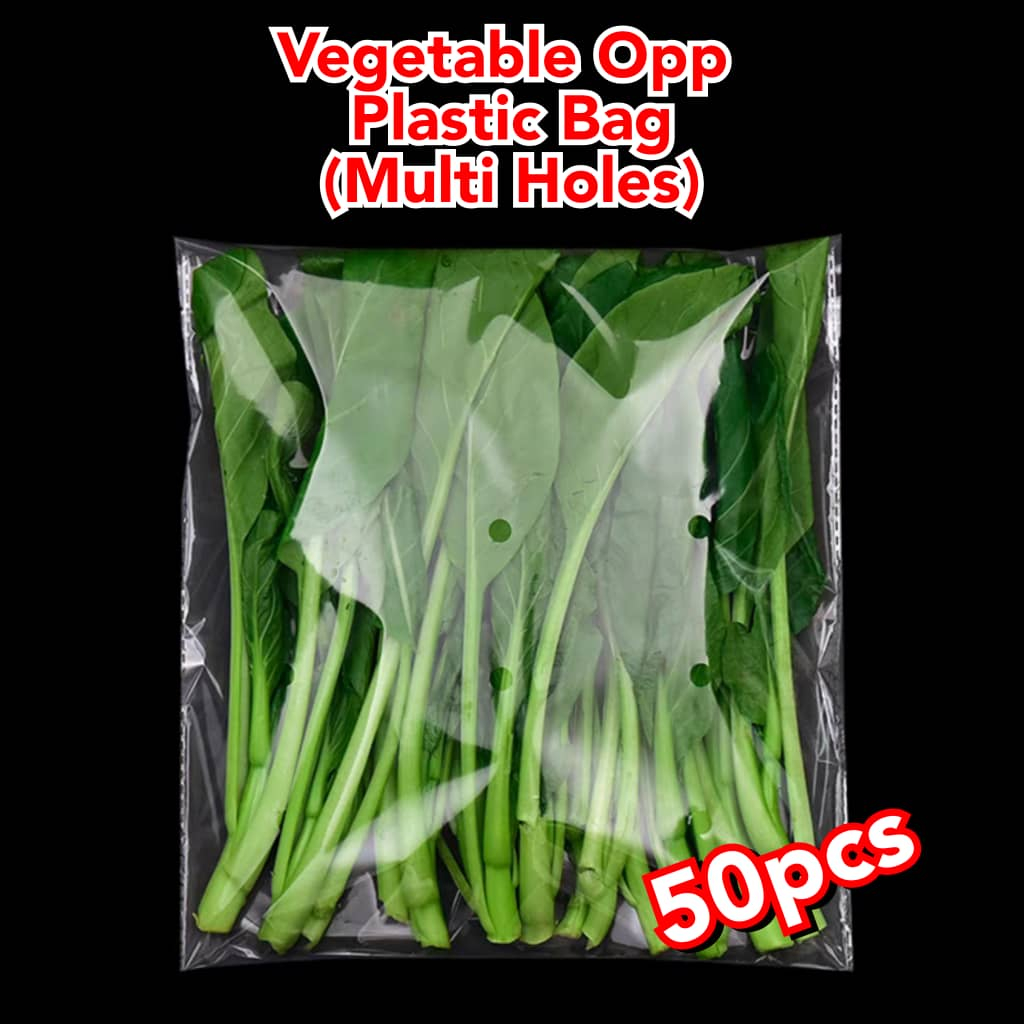 Vege Plastic Bag [with Multi Airholes] 50pcs Vegetable Opp Bag Self ...