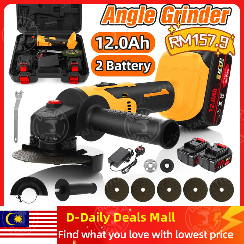 XTITAN Yellow/Red Cordless Angle Grinder + 1PC 988VF/12.0Ah Lithium ...