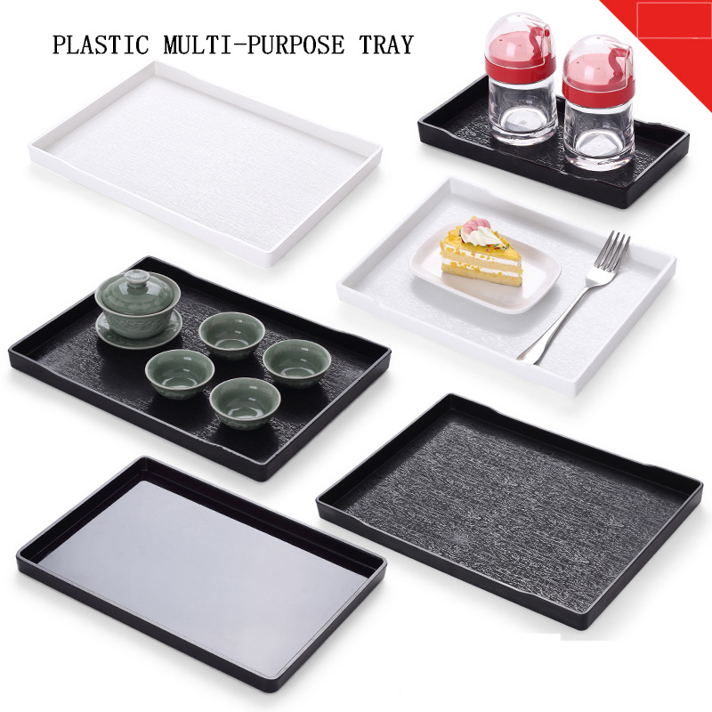 WHITE Melamine Tray Wood Grain Texture Hotel Serving Food Drink Meal ...