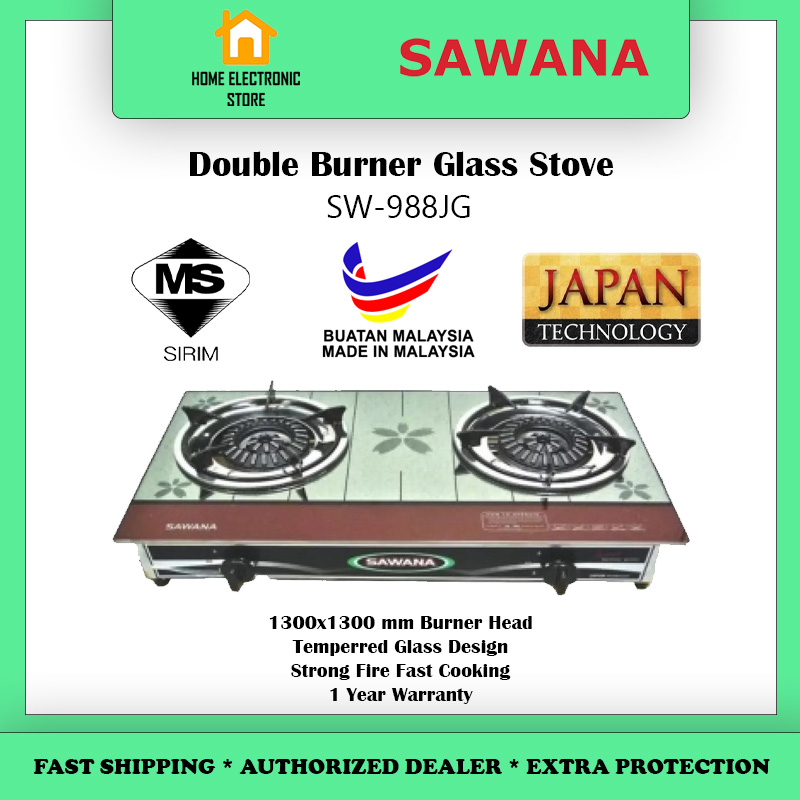 Sawana Double Burner Glass Gas Stove Cooker SW-988 SW-988JG SW988 ...