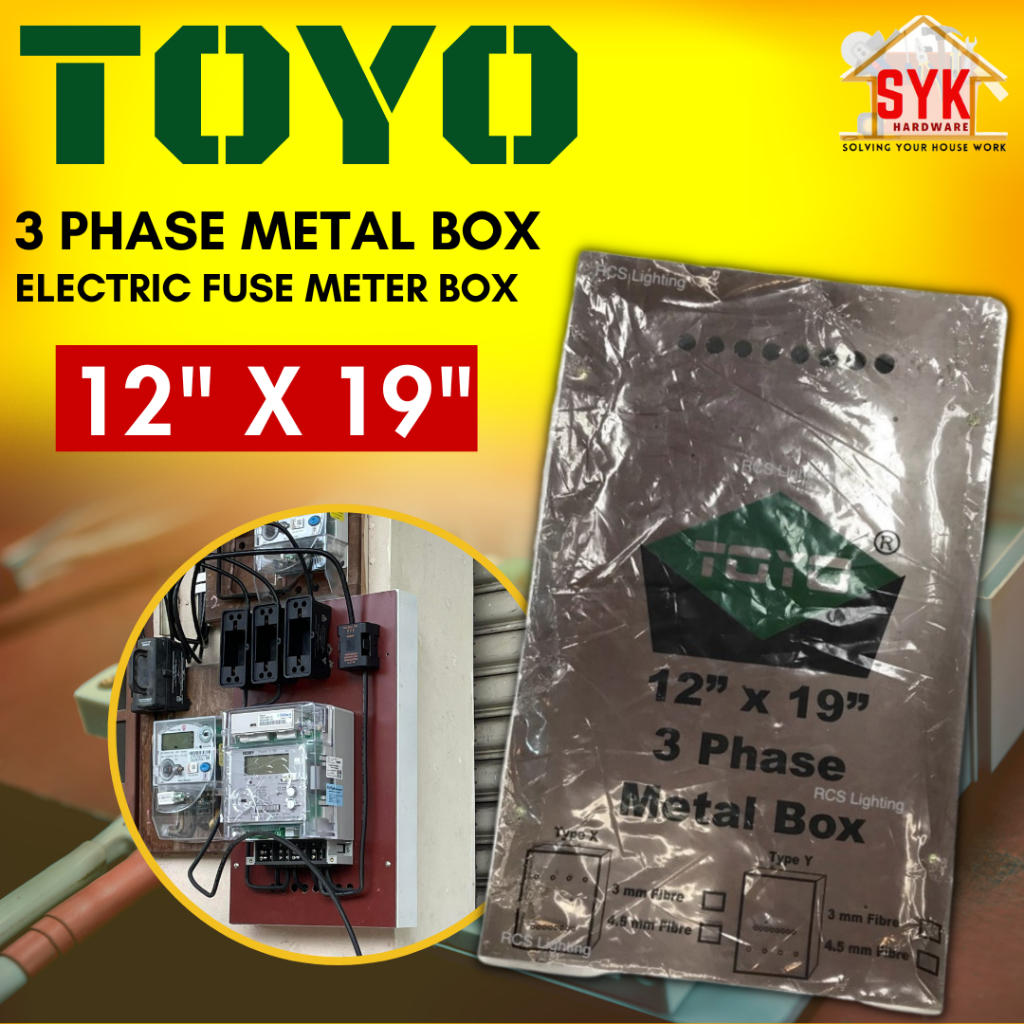 SYK TOYO 12" x 19" Three Phase Metal Box Electric Fuse Meter Board ...