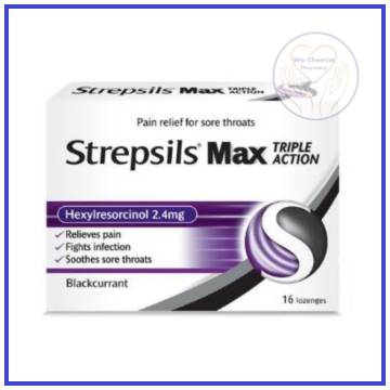 Strepsils Max Lozenges Triple Action 16's (Blackcurrant Flavour ...