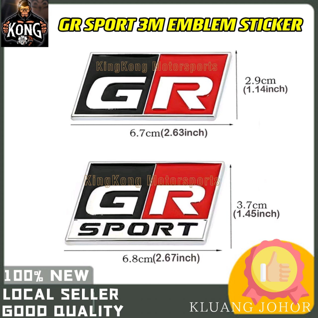 GR SPORT 3M TOYOTA HILUX ROGUE YARIS GR86 VIOS CHR ALTIS COROLLA LOGO ...
