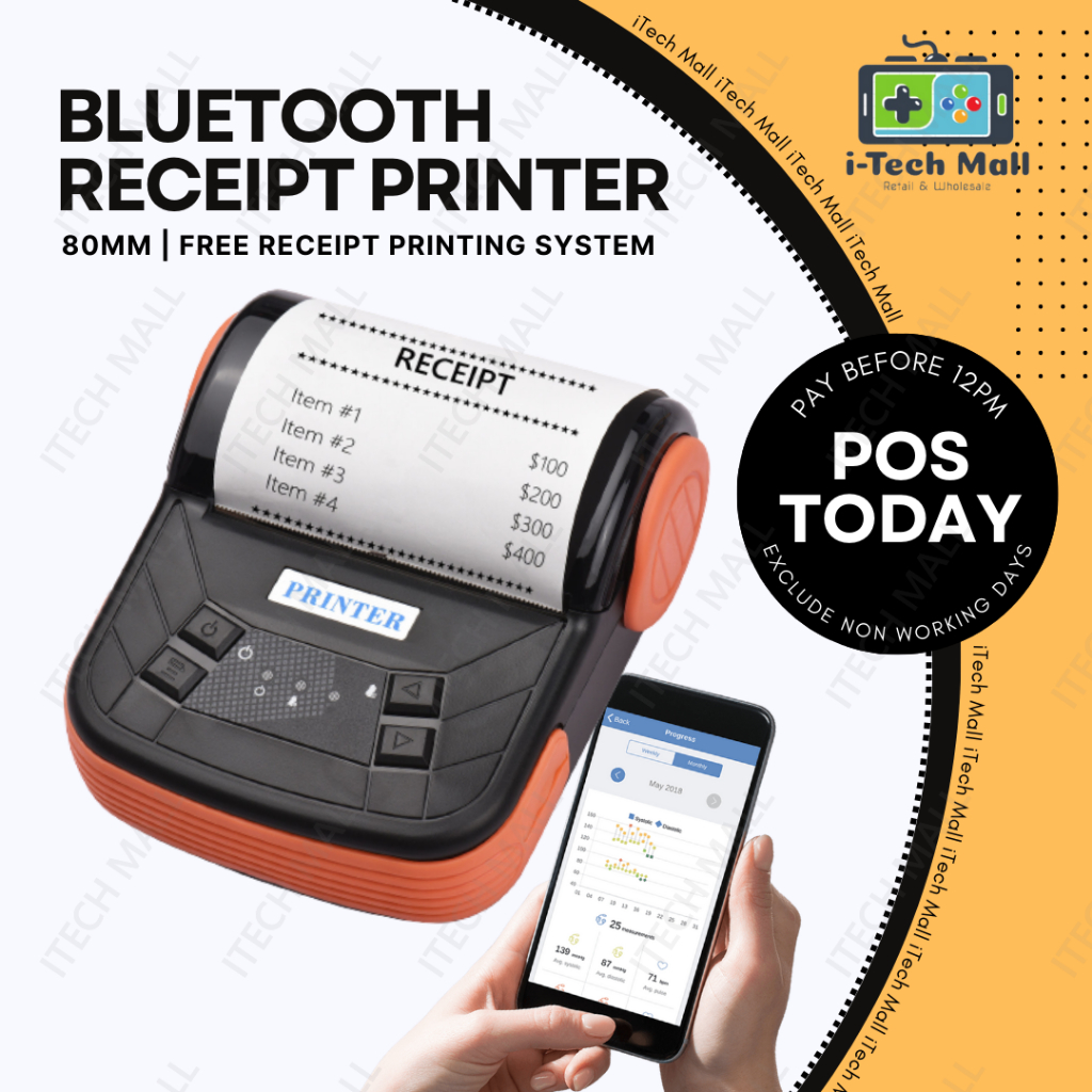 Bluetooth Thermal Receipt Printer 80mm 3inch SRS POS System Billing ...
