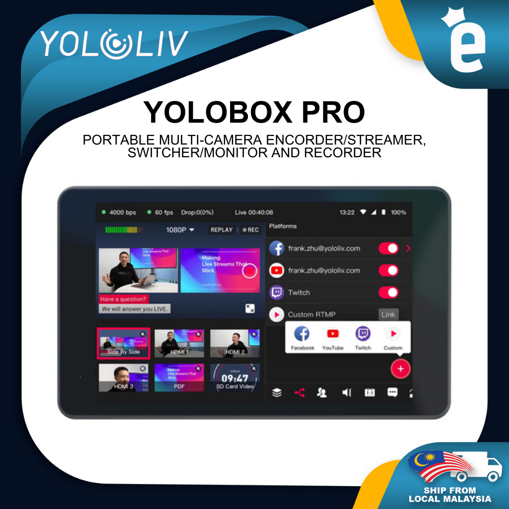 YoloLiv YoloBox Pro Portable Multi-Camera Encoder/Streamer, Switcher/Monitor & Recorder | Shopee ...