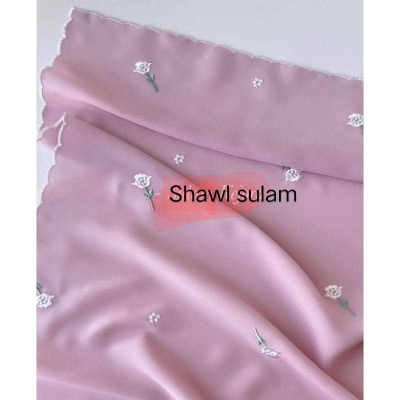 shawl sulam shawl sulam kain Korean chiffon full Sulam Mawar NEW ...