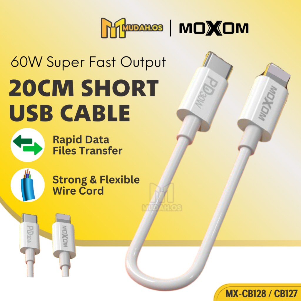MOXOM Mini Short Original 60W Super Fast Charging Type C To C Data ...
