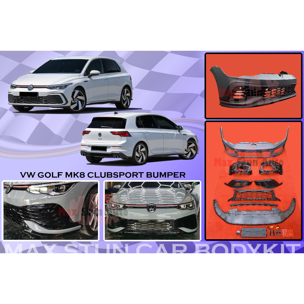 VOLKSWAGEN GOLF MK8 CLUBSPORT FRONT BUMPER DEPAN CS STYLE VW GOLF 8 GTI ...