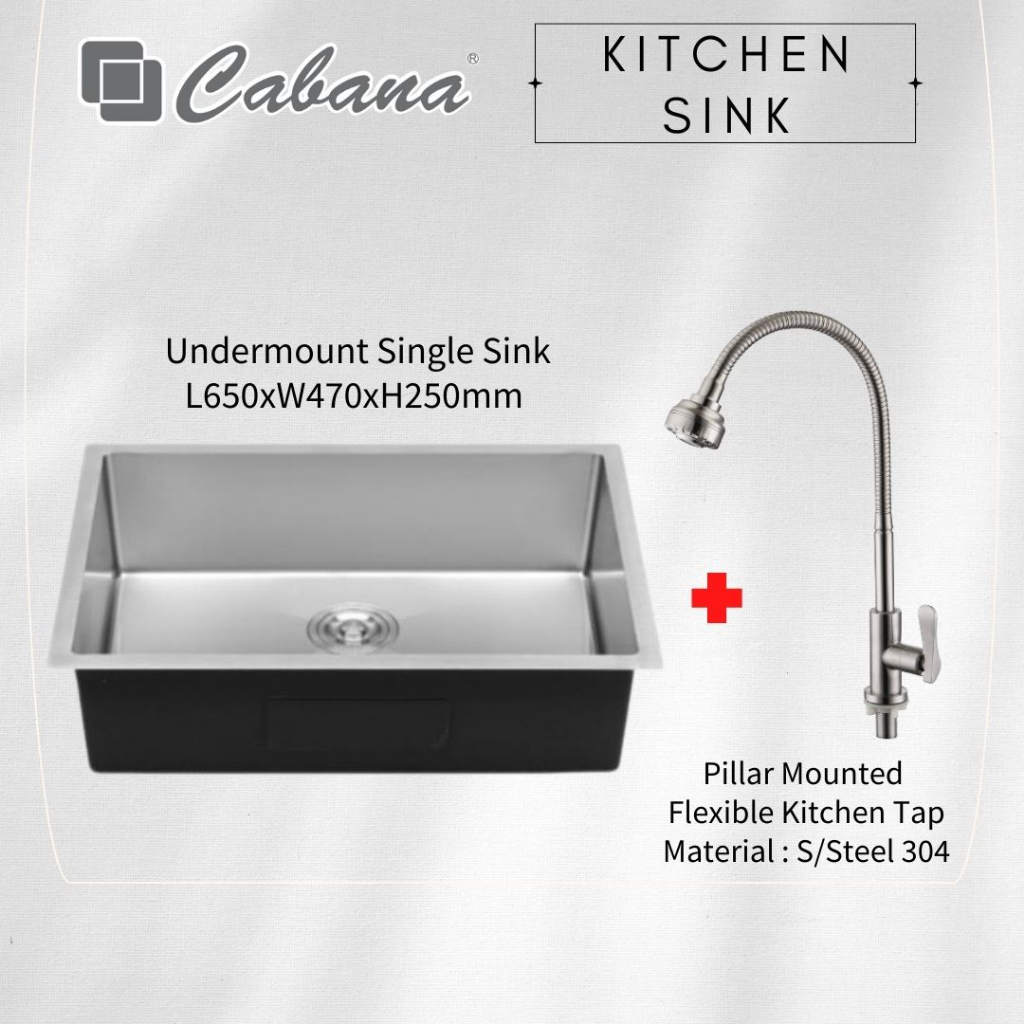CABANA Undermount Kitchen Sink 650x450 Stainless Steel 304 Kitchen Sink ...