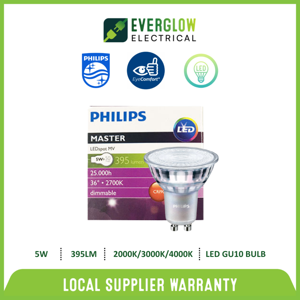 PHILIPS MASTER LED BULB 5W 220-240V GU10 36D DIMMABLE [2700K/3000K ...