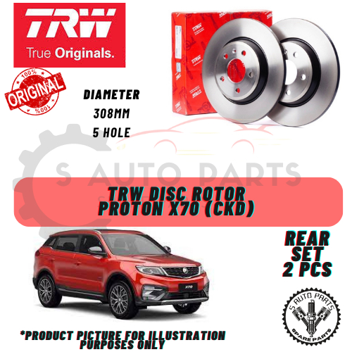 PROTON X70 (CKD) (REAR) 100% TRW BRAKE DISC ROTOR (308MM) | Shopee Malaysia