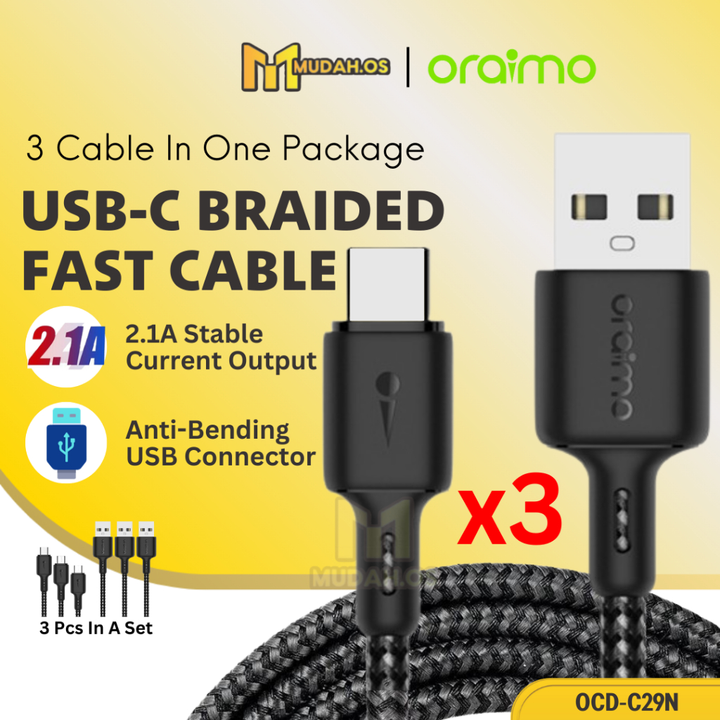 ORAIMO Cable Android Fast Charge USB To Type C Cabel Charger Phone PD ...