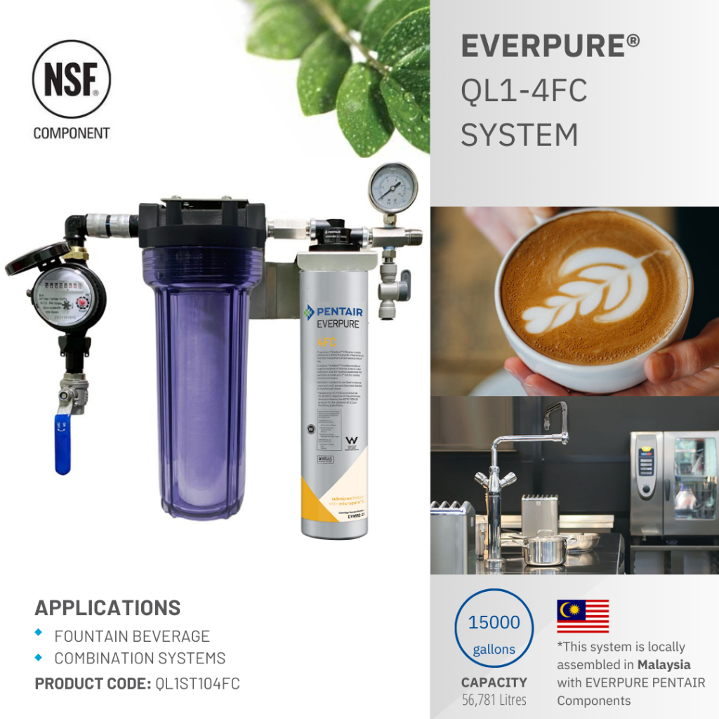 PENTAIR EVERPURE QL1-4FC WATER FILTER SYSTEM (LOCAL ASSEMBLED) - FOR FOUNTAIN AND COMBINATION ...