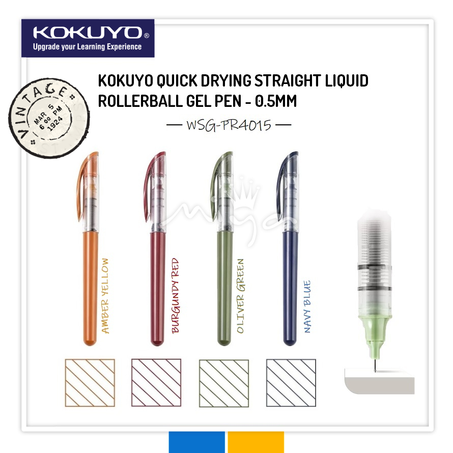 KOKUYO STRAIGHT LIQUID QUICK DRYING ROLLER BALL GEL PEN / STUDENT ...