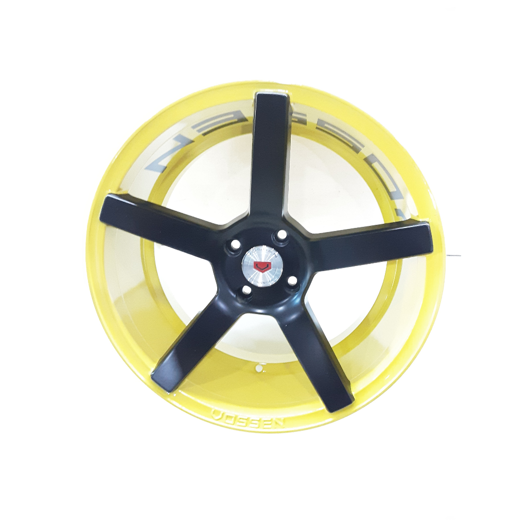 SPORT RIM 17 INCH CV3 17X8 4H100 ET28 YELLOW BLACK(With Installation ...
