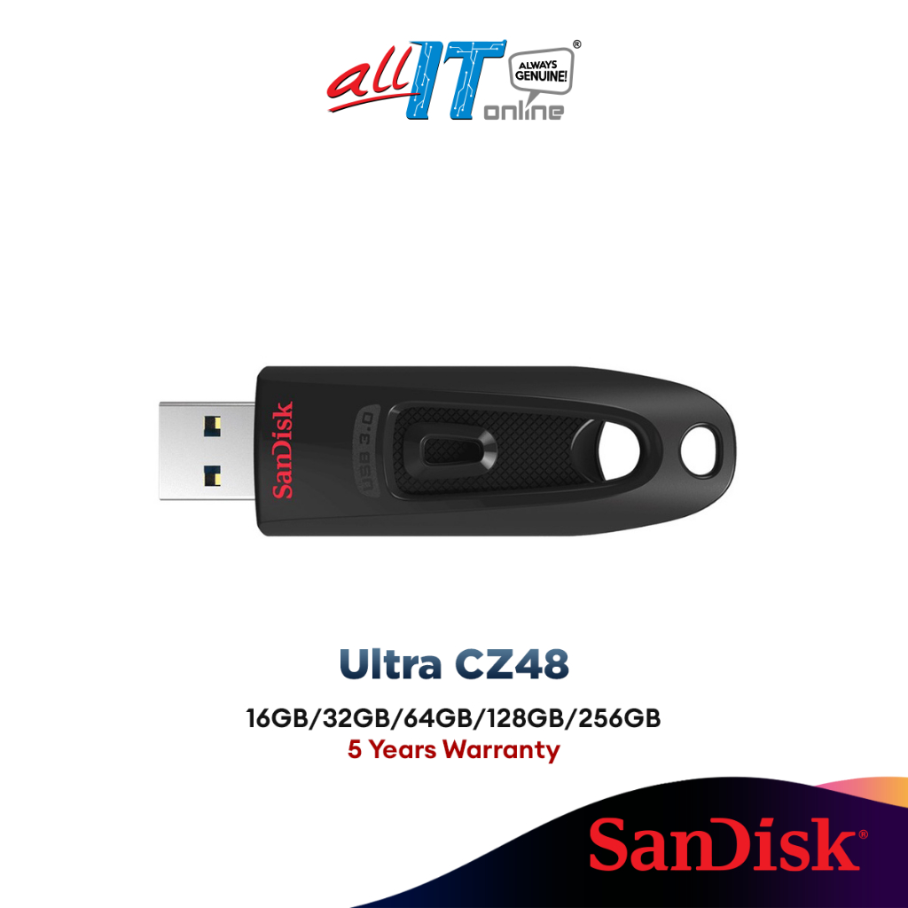SanDisk Ultra CZ48 USB 3.0 Flash Drive Pendrive (16GB/32GB/64GB/128GB ...