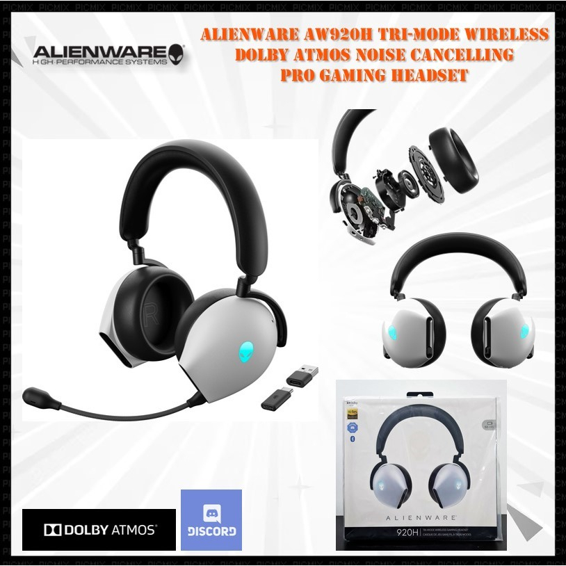 ALIENWARE AW920H TRI-MODE WIRELESS GAMING HEADSET - DOLBY ATMOS VIRTUAL ...